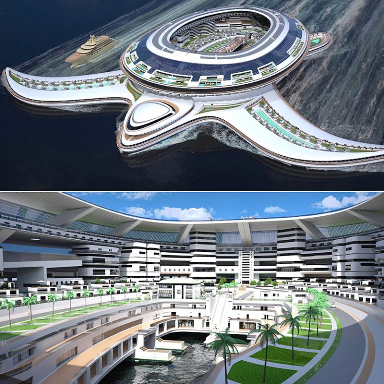 This Outlandish Turtle-Shaped Floating City Concept Known as Pangeos ...