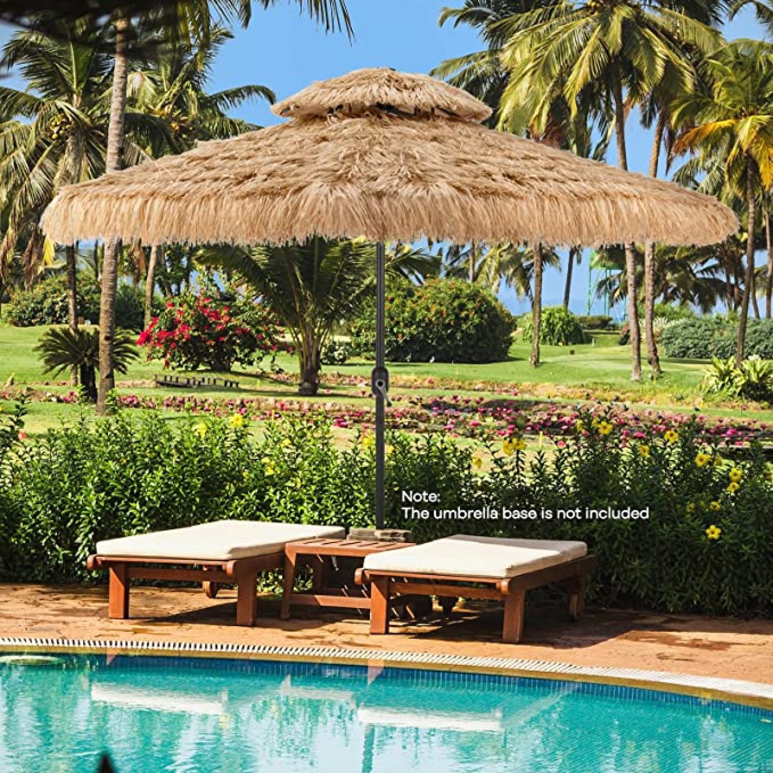 This Hawaiian Style Thatched Patio Umbrella With LED Lights Will Keep ...